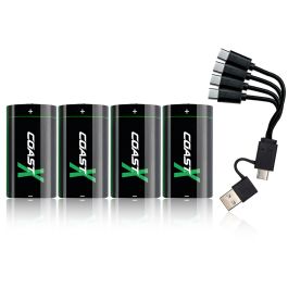 Kjøp Coast CR123 3V USB-C oppladbart batteri 1100mAh / 2700mWh (4 stk)